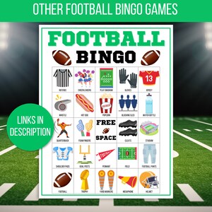 Football Bingo, 50 Unique Printable Football Bingo Cards, Football Game ...