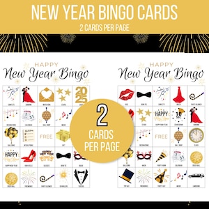New Year's Bingo, 30 Happy New Year's Eve Bingo Cards, New Year's ...