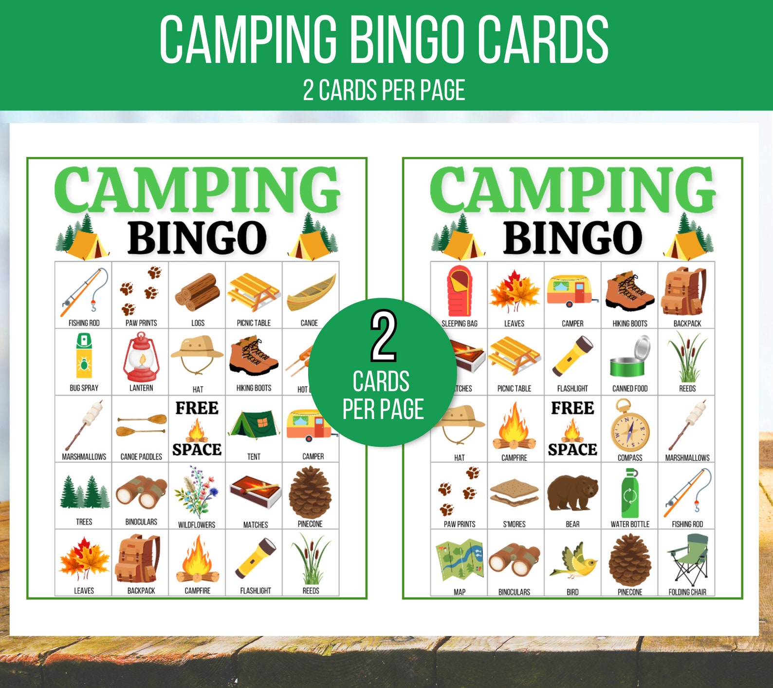 Camping Bingo, 30 Printable Camping Bingo Cards, Camping Game, Camping ...