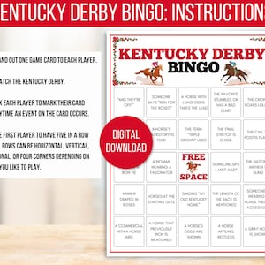 Kentucky Derby Watch Party Bingo, Kentucky Derby Bingo Cards, Kentucky ...