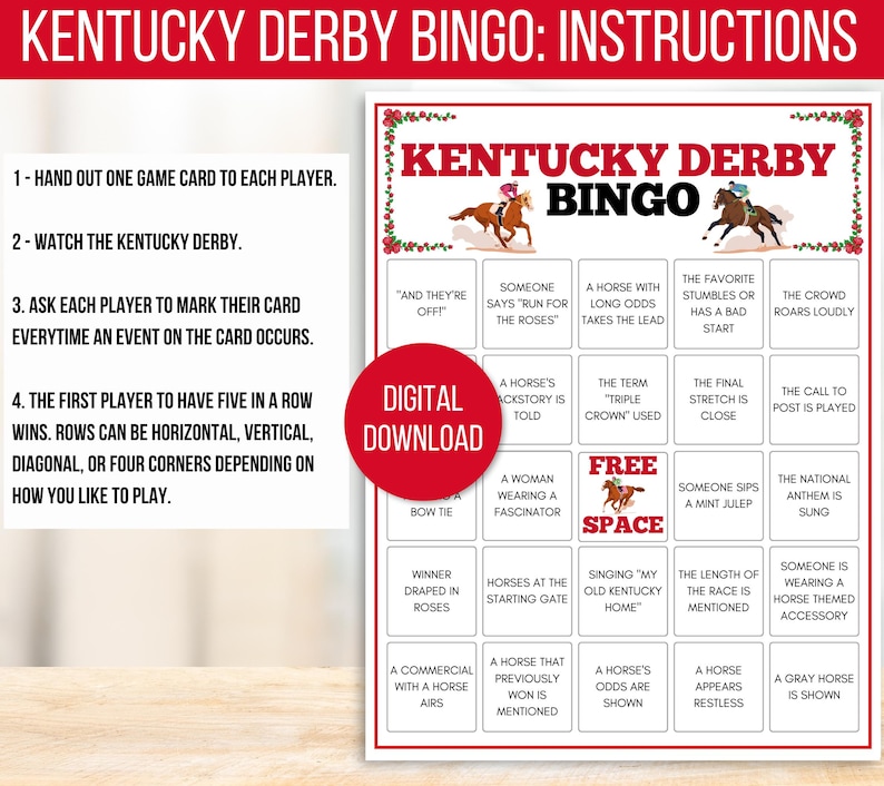 Kentucky Derby Watch Party Bingo, Kentucky Derby Bingo Cards, Kentucky ...
