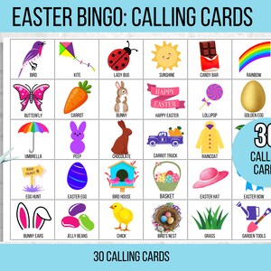Easter Bingo, 30 Printable Easter Bingo Cards, Easter Activity for Kids ...