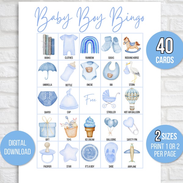 Free Printable Baby Shower Bingo Games - Etsy