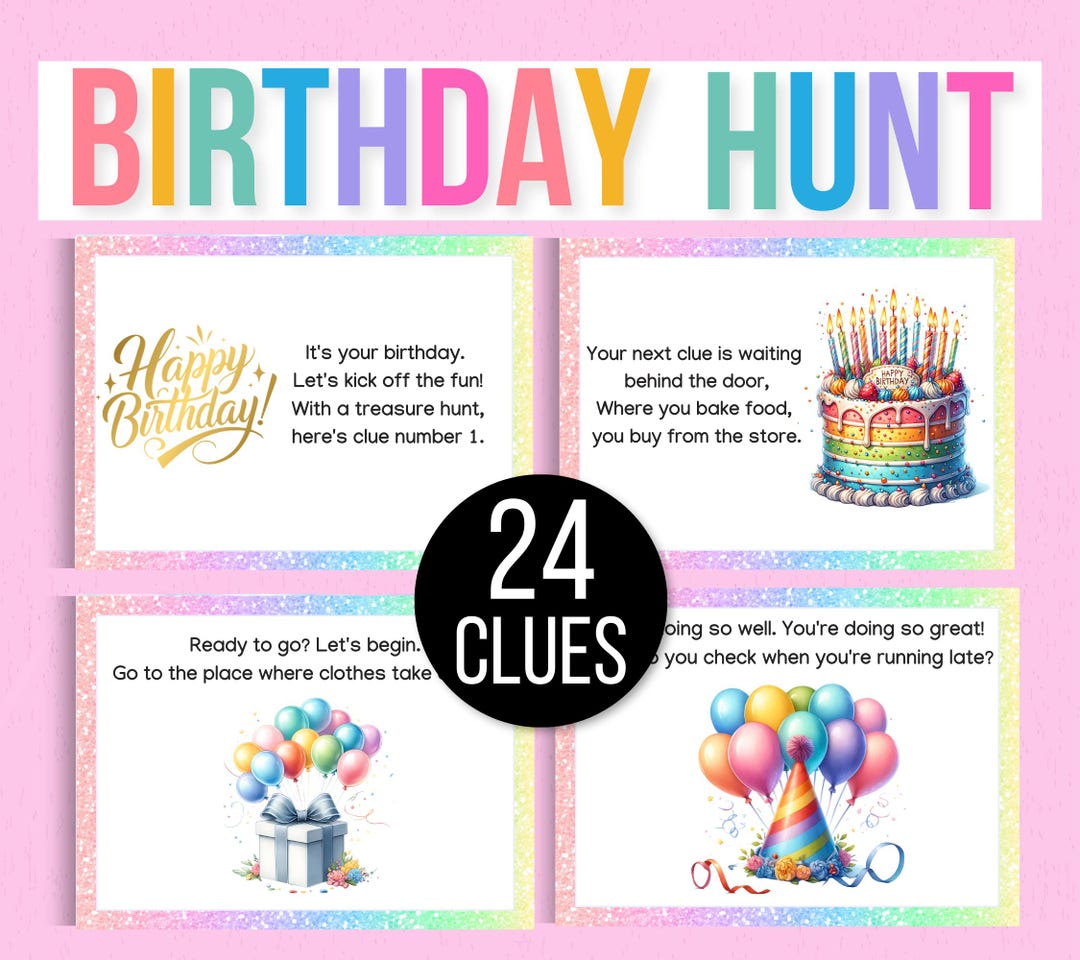 Indoor Birthday Treasure Hunt, Indoor Birthday Scavenger Hunt, Treasure ...