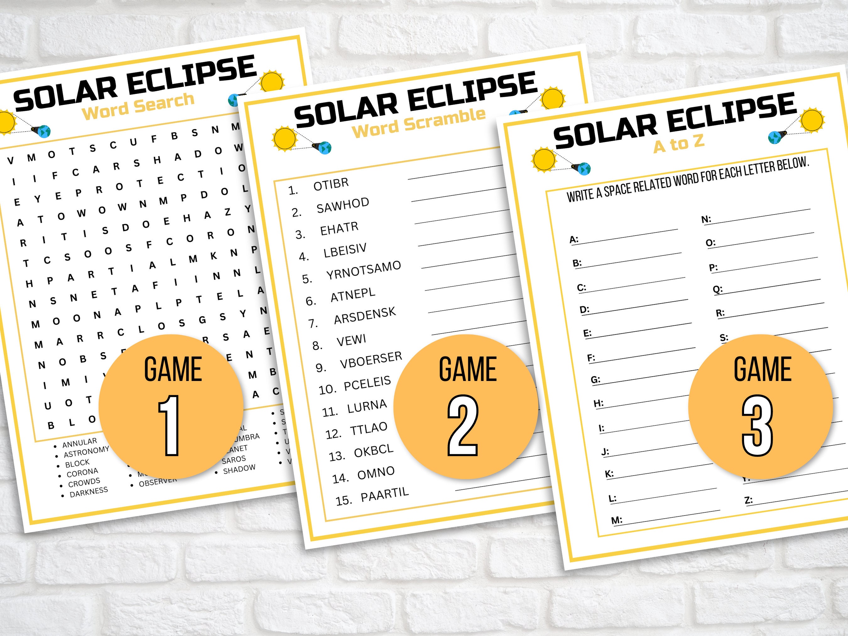 Solar Eclipse Games, Printable Solar Eclipse Games, Solar Eclipse Game ...