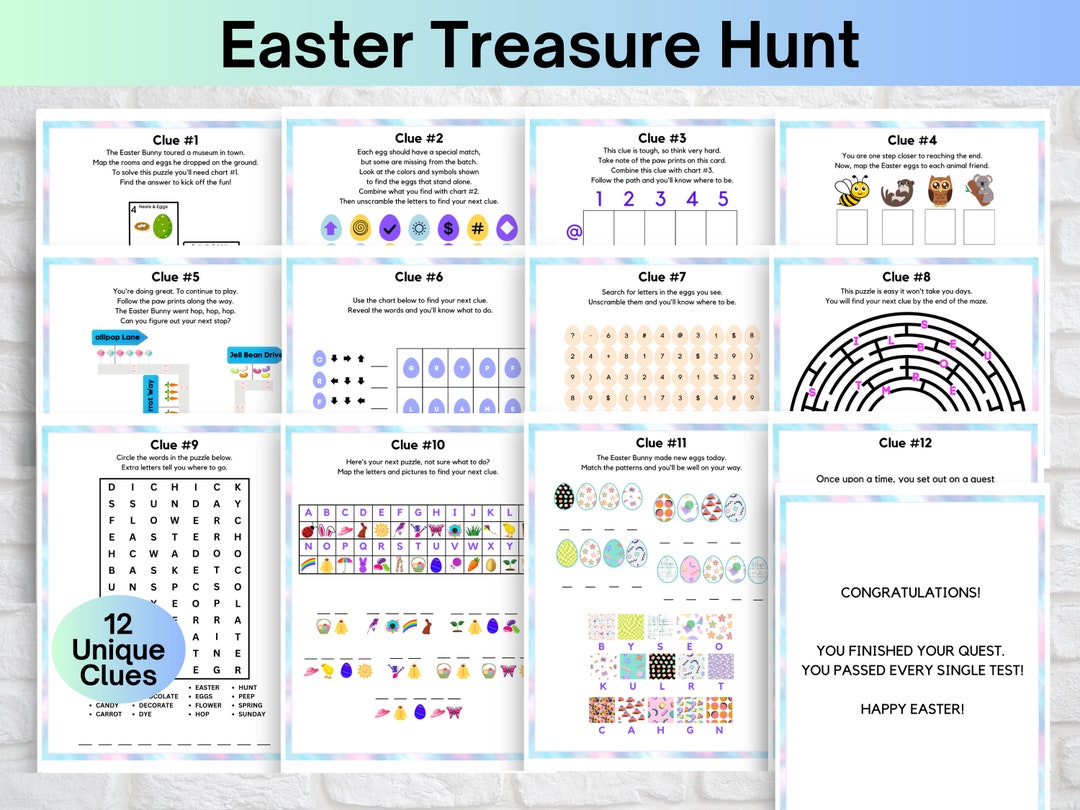 Indoor Easter Treasure Hunt for Older Kids, Easter Scavenger Hunt ...