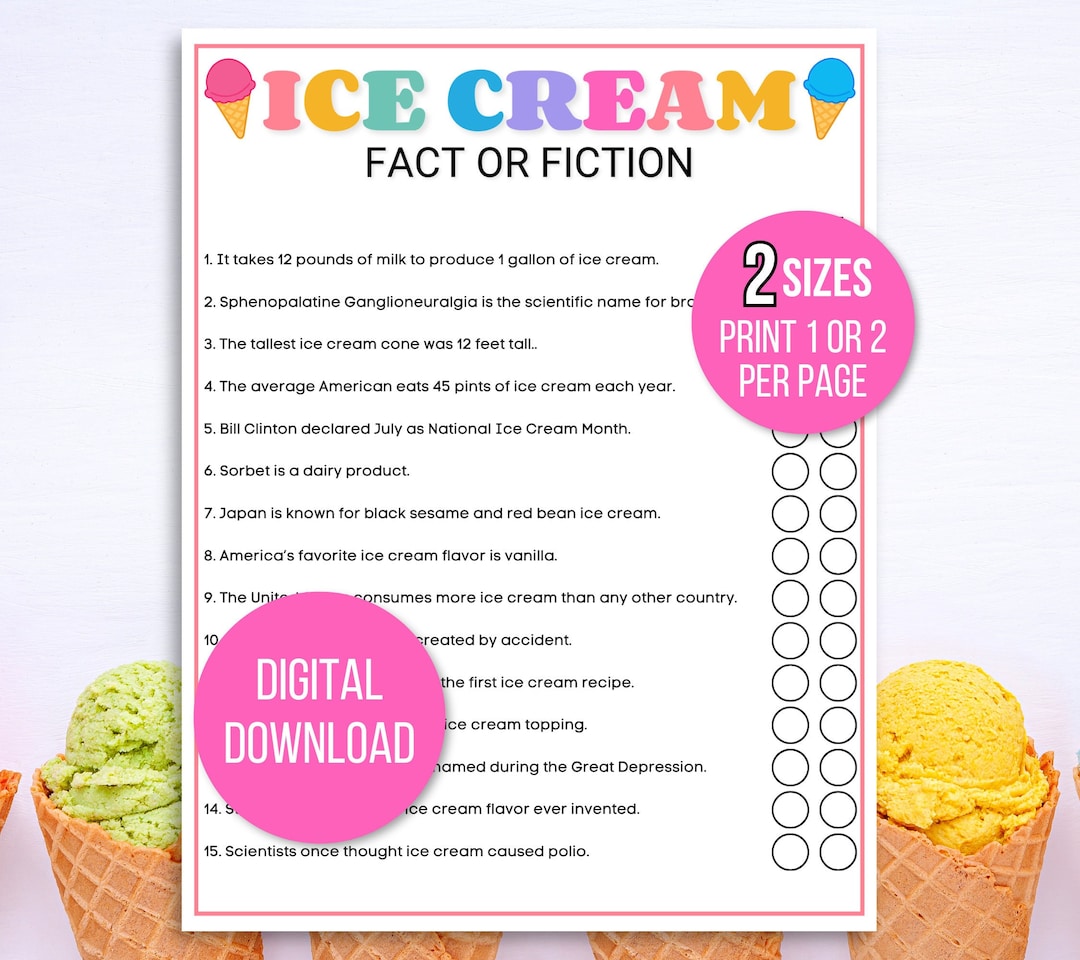 Ice Cream Trivia Game, Ice Cream Game, Ice Cream Social Game,ice Cream ...