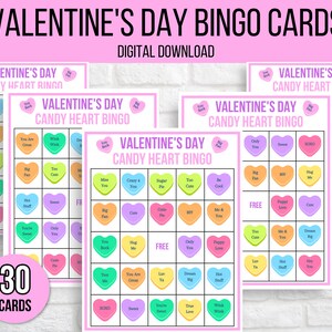 Valentine's Day Bingo, 30 Valentine's Day Bingo Cards, Valentine's Day ...