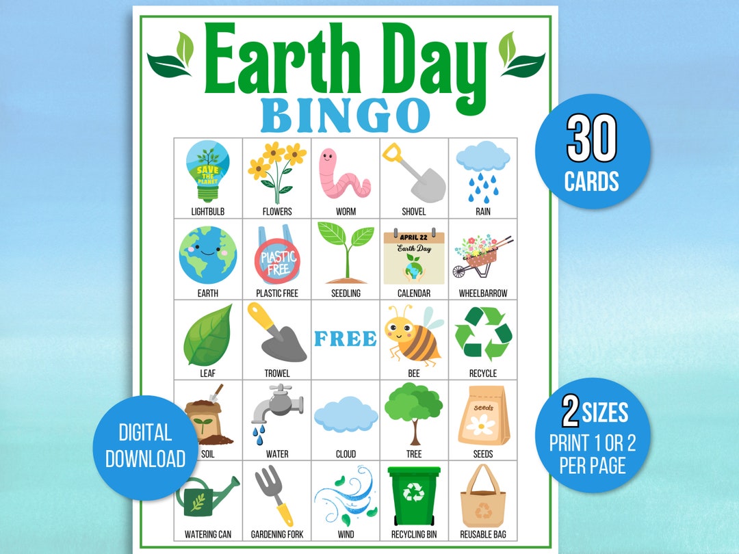 Earth Day Bingo, Earth Day Game, Earth Day Party Activity, Earth Day ...