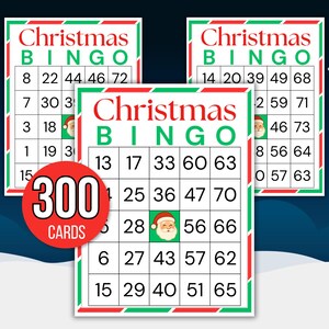 300 Christmas Bingo Cards, Christmas Number Bingo, Christmas Games ...