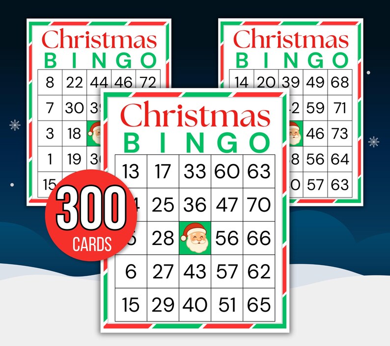 300 Christmas Bingo Cards, Christmas Number Bingo, Christmas Games ...