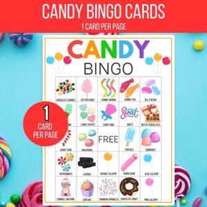 Candy Bingo, 30 Printable Candy Bingo Cards, Sweet Treats Bingo, Candy ...