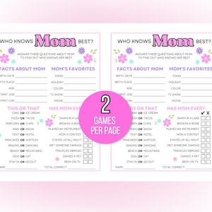 Who Knows Mom Best, Mother's Day Party Game, How Well Do You Know Mom ...