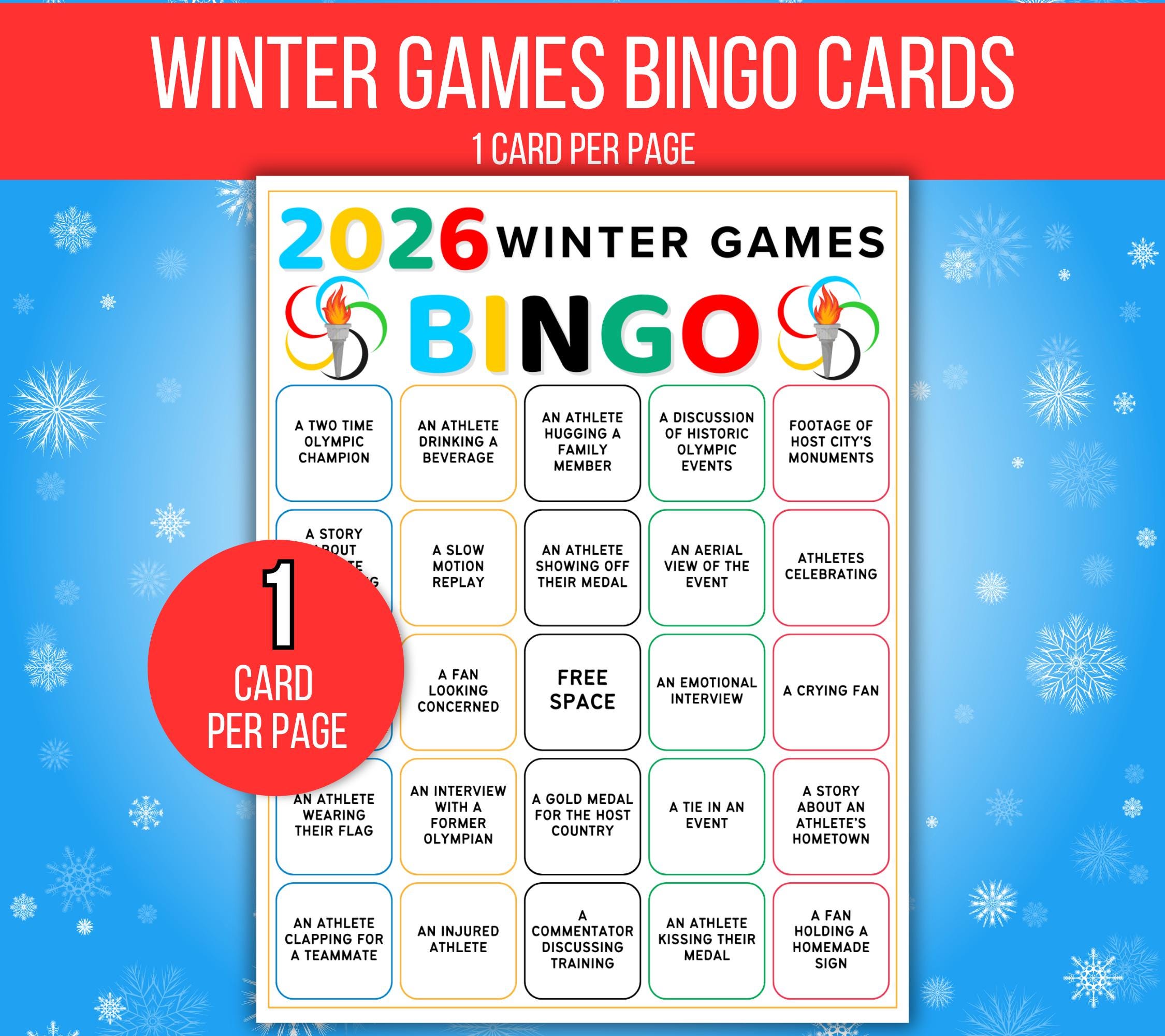 Winter Games Bingo, 30 Winter Games Watch Party Bingo Cards, Winter ...