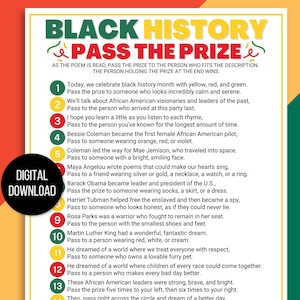 Black History Pass the Prize - Etsy UK