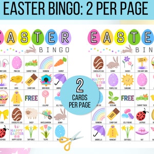 Easter Bingo, 50 Printable Easter Bingo Cards, Easter Activity for Kids ...