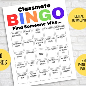 Classmate Bingo Get to Know You Bingo Find Someone Who - Etsy