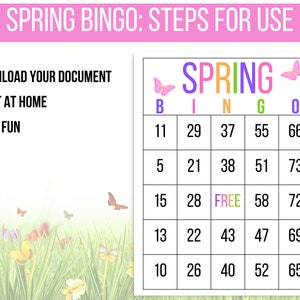 100 Spring Bingo Cards, 1, 2, or 4 per Page, Spring Party Game, Spring ...