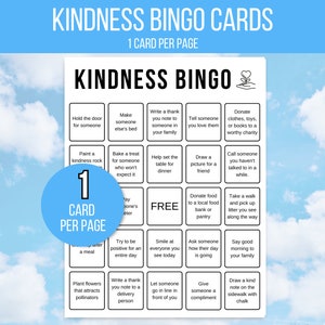 Kindness Bingo, 3 Kindness Bingo Cards, Acts of Kindness Bingo, Kid's ...