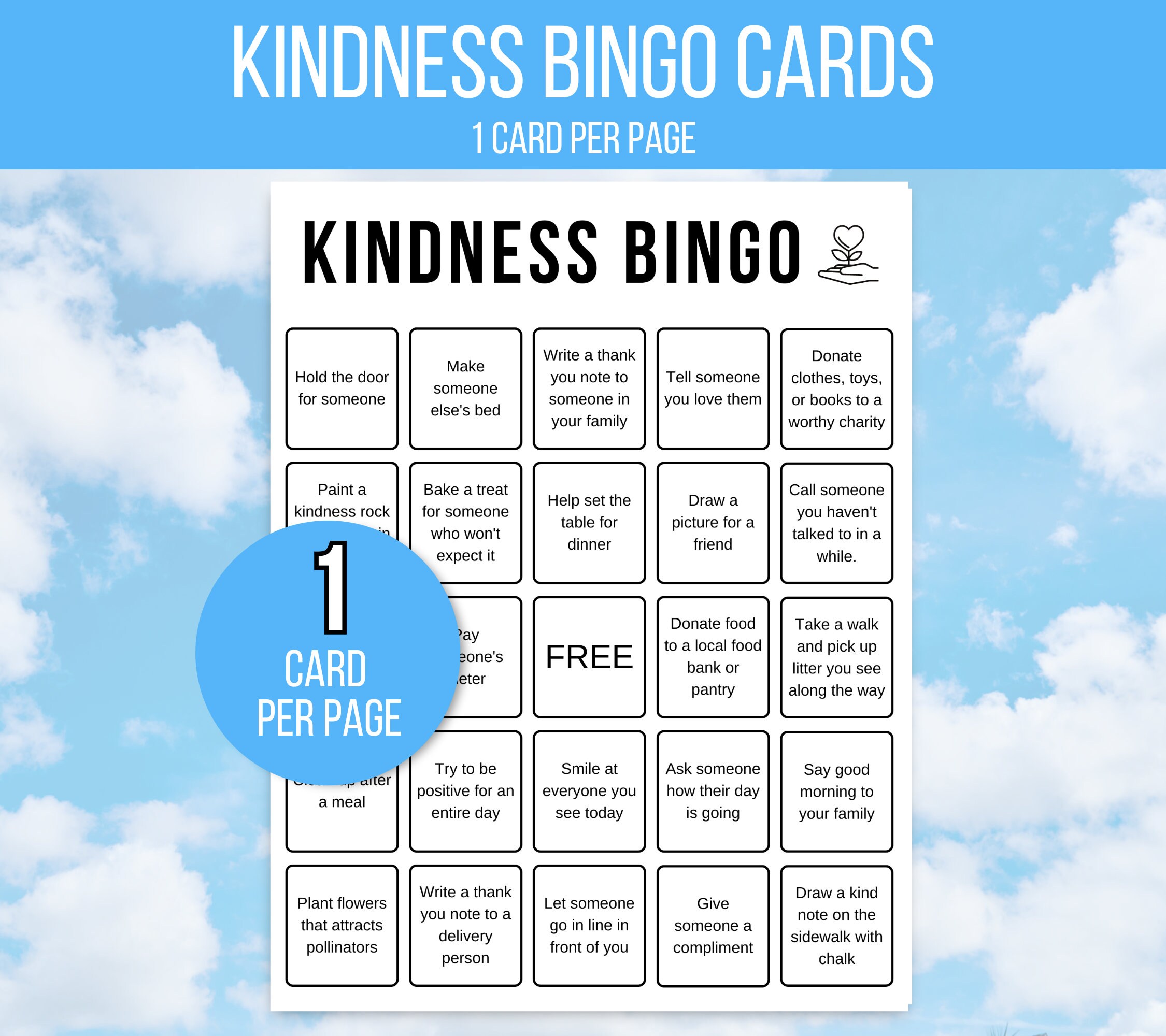 Kindness Bingo, 3 Kindness Bingo Cards, Acts of Kindness Bingo, Kid's ...