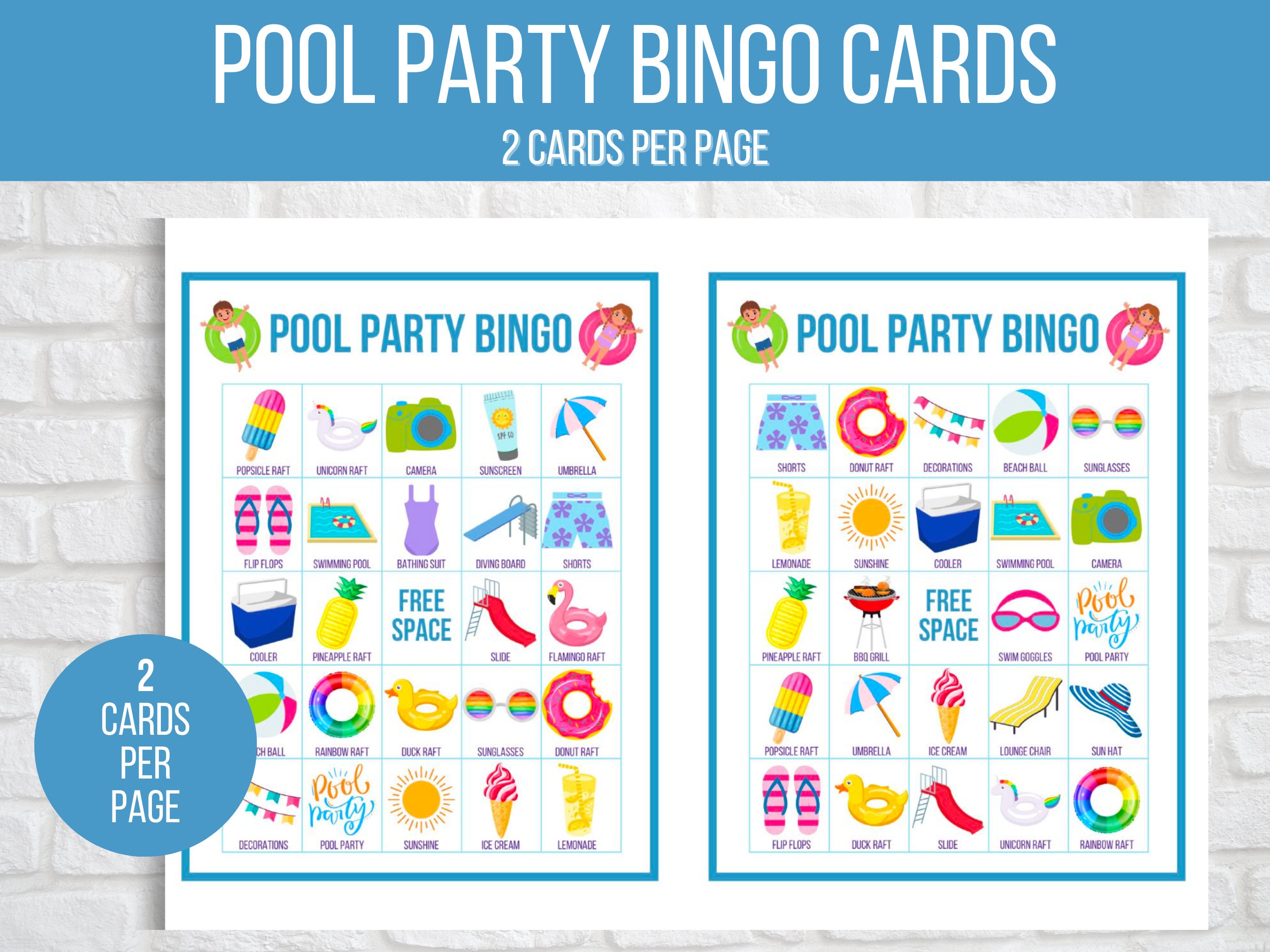 Pool Party Bingo 30 Unique Printable Pool Bingo Cards Pool - Etsy