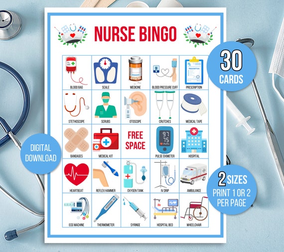 Medical Bingo, 30 Printable Medical Bingo Cards, Doctor Bingo, Nurse ...