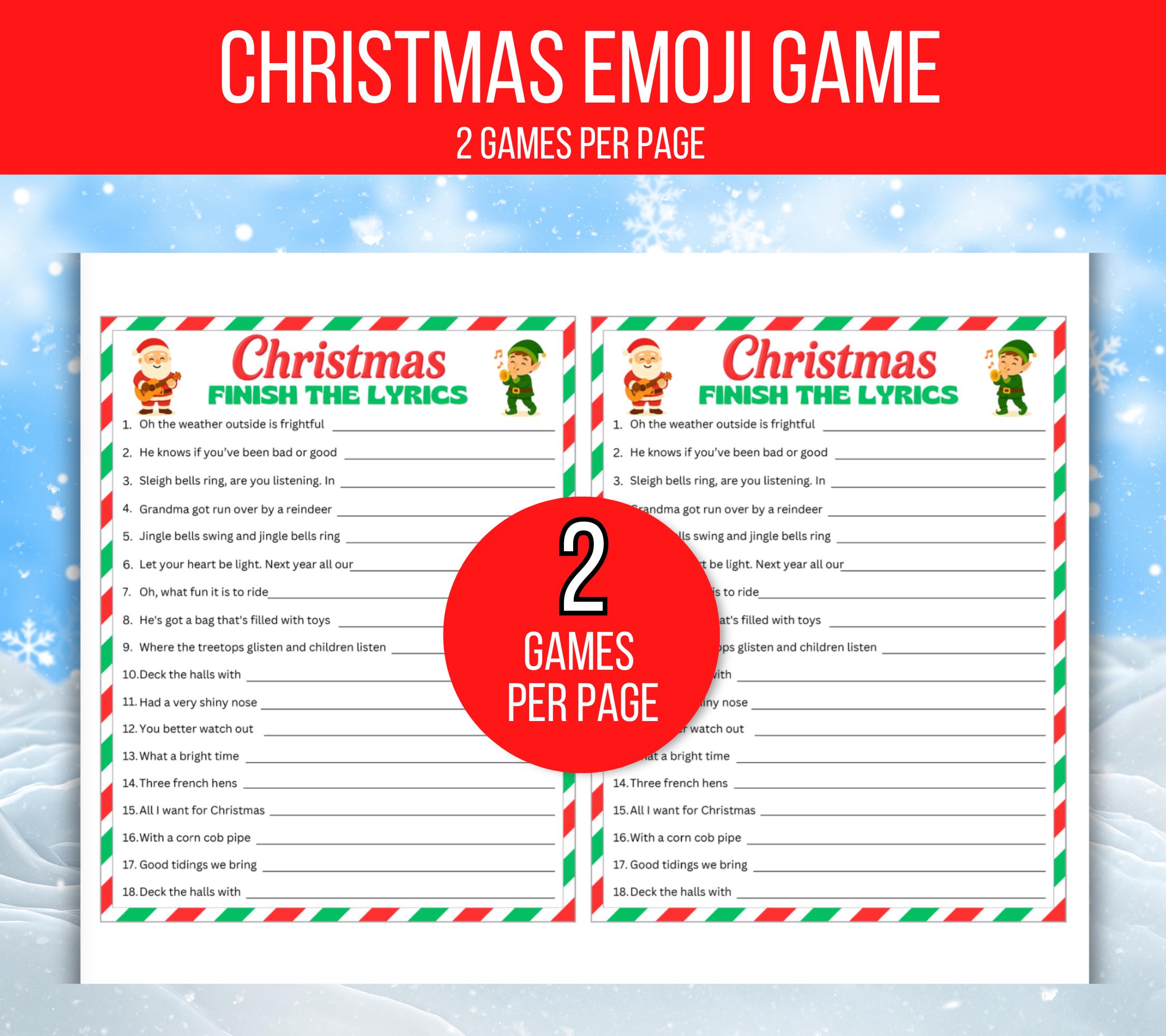 Christmas Finish the Lyrics, Holiday Party Game, Fun Christmas Game ...