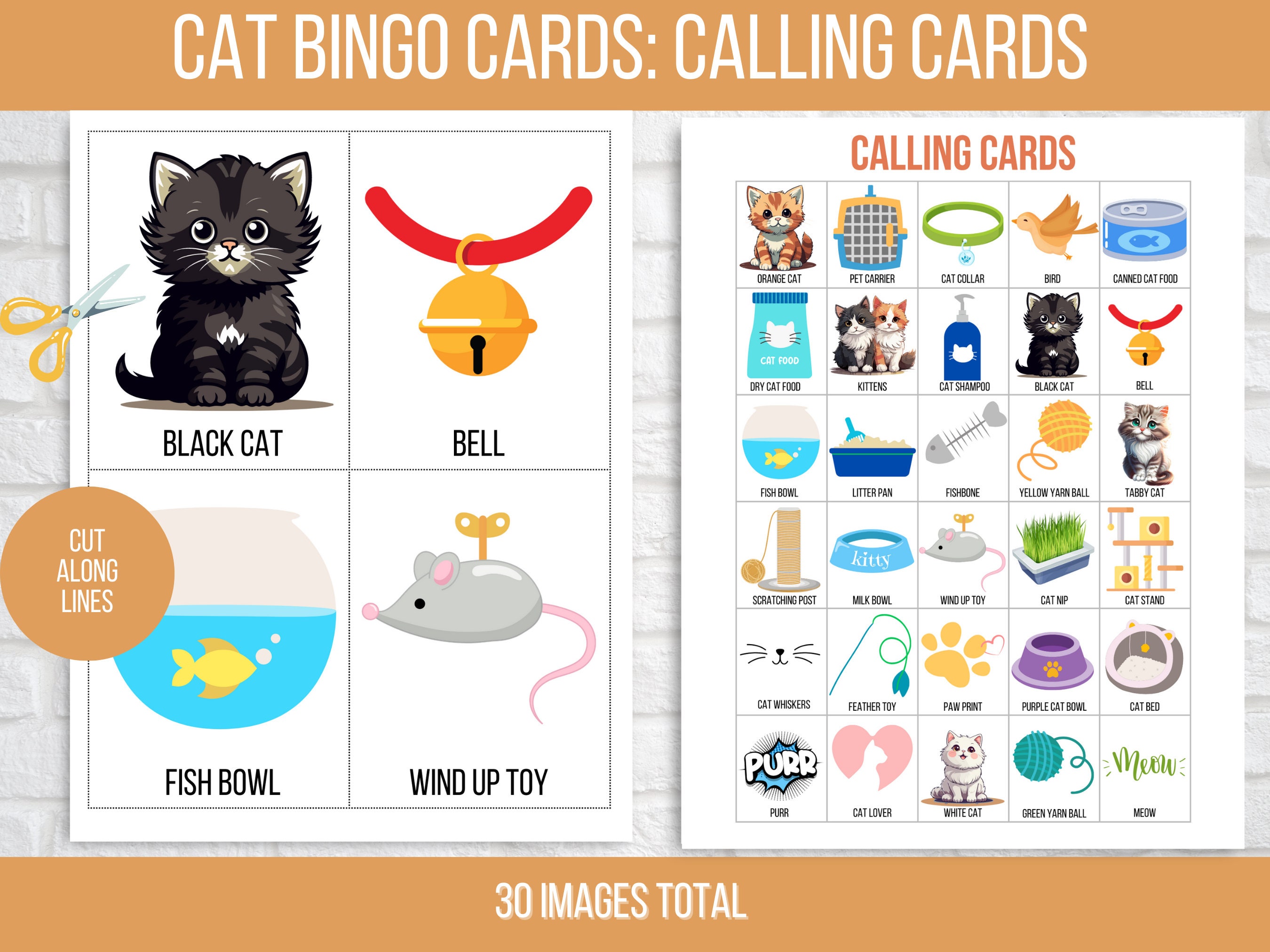 Cat Bingo 30 Printable Cat Bingo Cards Cat Birthday Party - Etsy UK