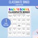 Back to School Bingo, Back to School Games, Classmate Bingo, Get to ...