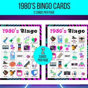 80s Bingo, 1980s Bingo, Retro Bingo, 30 Printable 1980s Bingo Cards ...