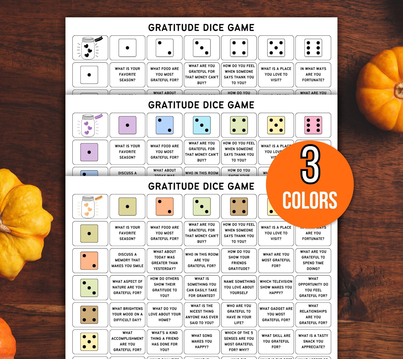 Thanksgiving Gratitude Dice Game, Gratitude Dice Game, Thanksgiving ...