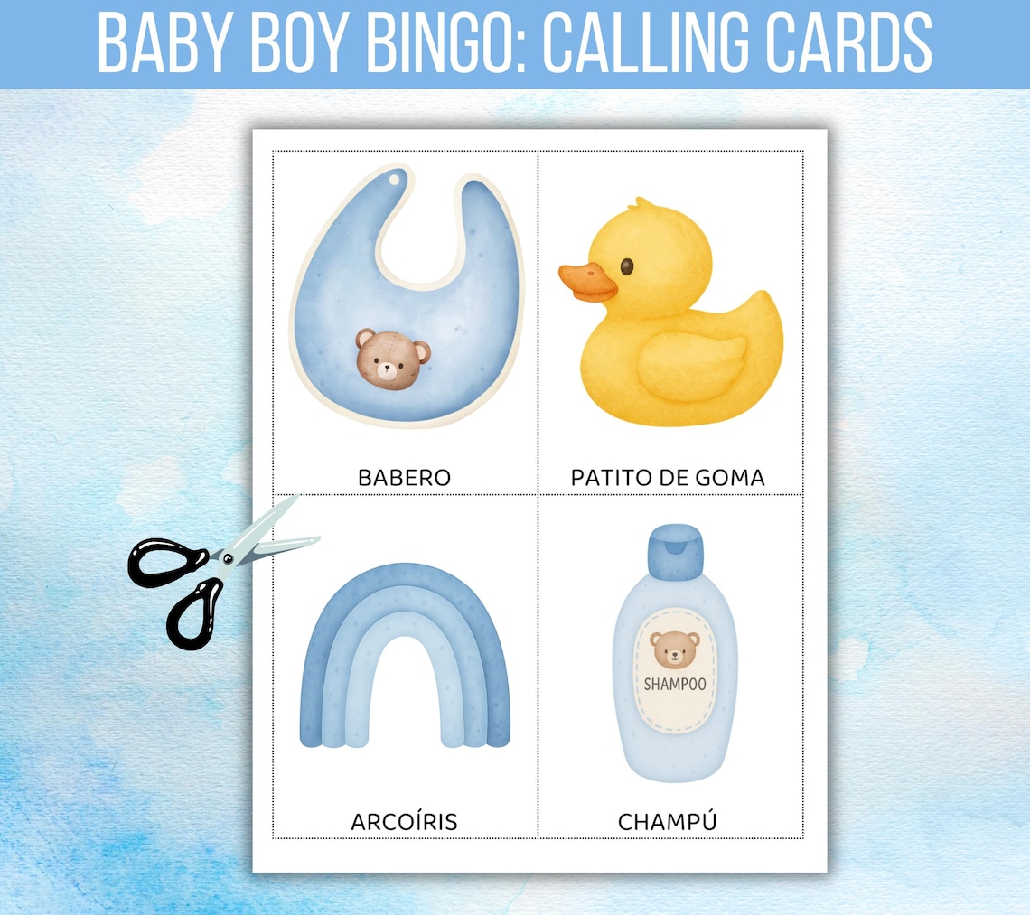 Spanish Baby Boy Bingo, Lotería De Bebé Niño Shower Game, Bingo Spanish ...