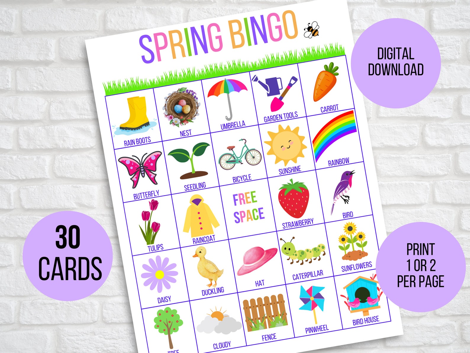 Printable Spring Bingo 30 Spring Bingo Cards Spring Activity - Etsy