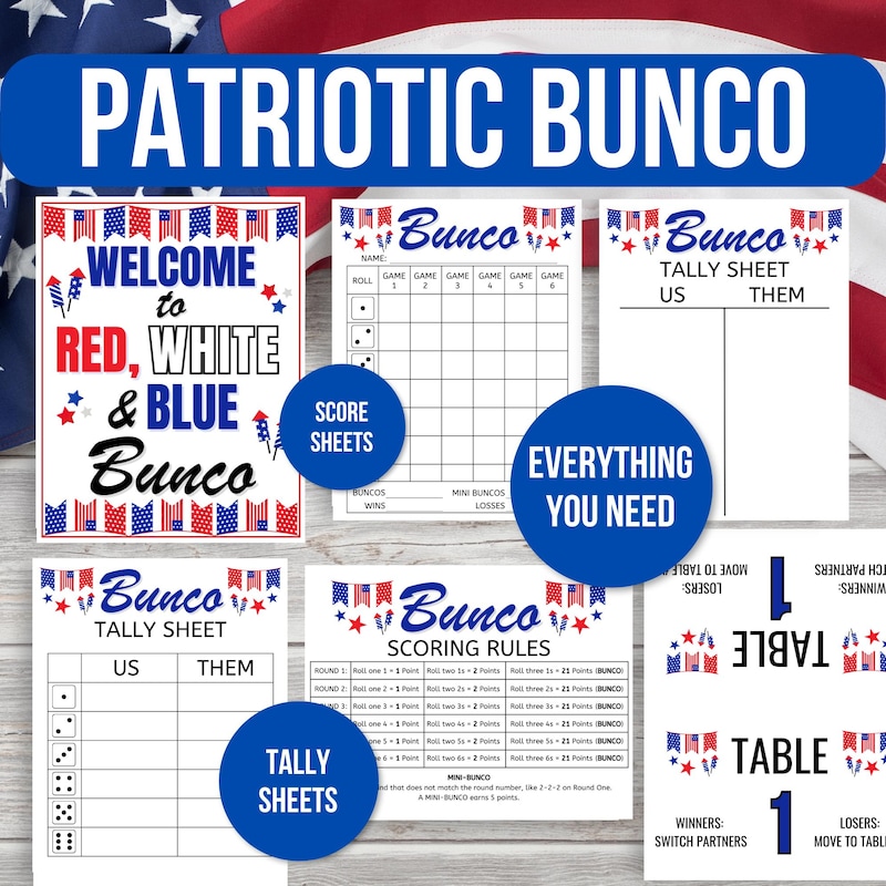 Patriotic Bunco Scorecard - Etsy