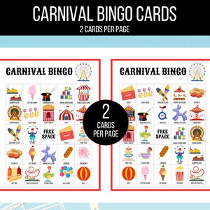 Carnival Bingo, Carnival Game, Carnival Party Activity, Carnival ...