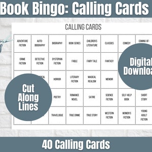 Book Bingo, 50 Book Club Bingo Cards, Book Bingo for Adults, Book ...