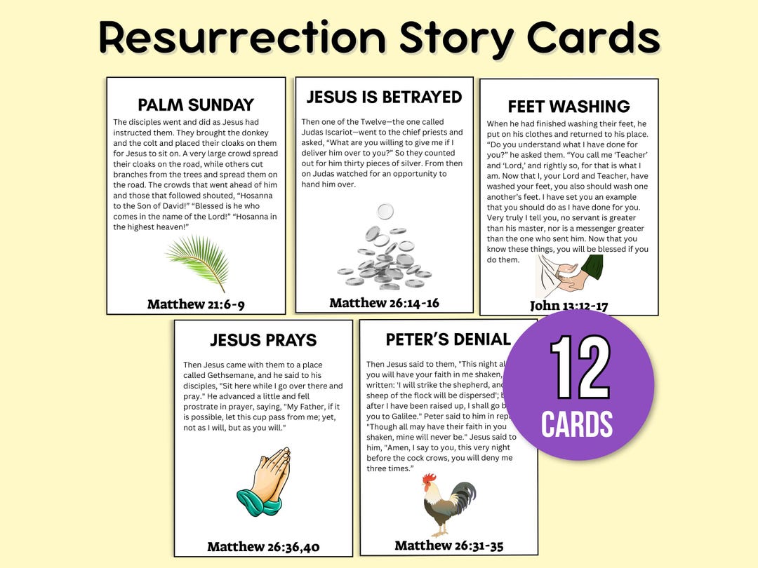Easter Story Cards, Resurrection Story Cards, Holy Week Cards, Easter ...
