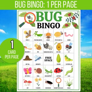 Bug Bingo, 30 Printable Bug Bingo Cards, Insect Bingo, Nature Bingo ...