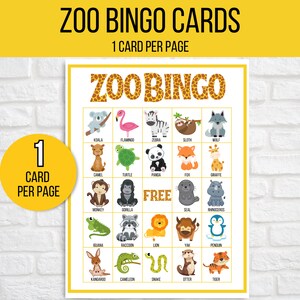Zoo Bingo, 30 Printable Zoo Bingo Cards, Zoo Party Game, Zoo Activity ...