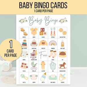 Baby Bingo, 60 Baby Bingo Cards, Baby Shower Bingo, Baby Shower Game ...