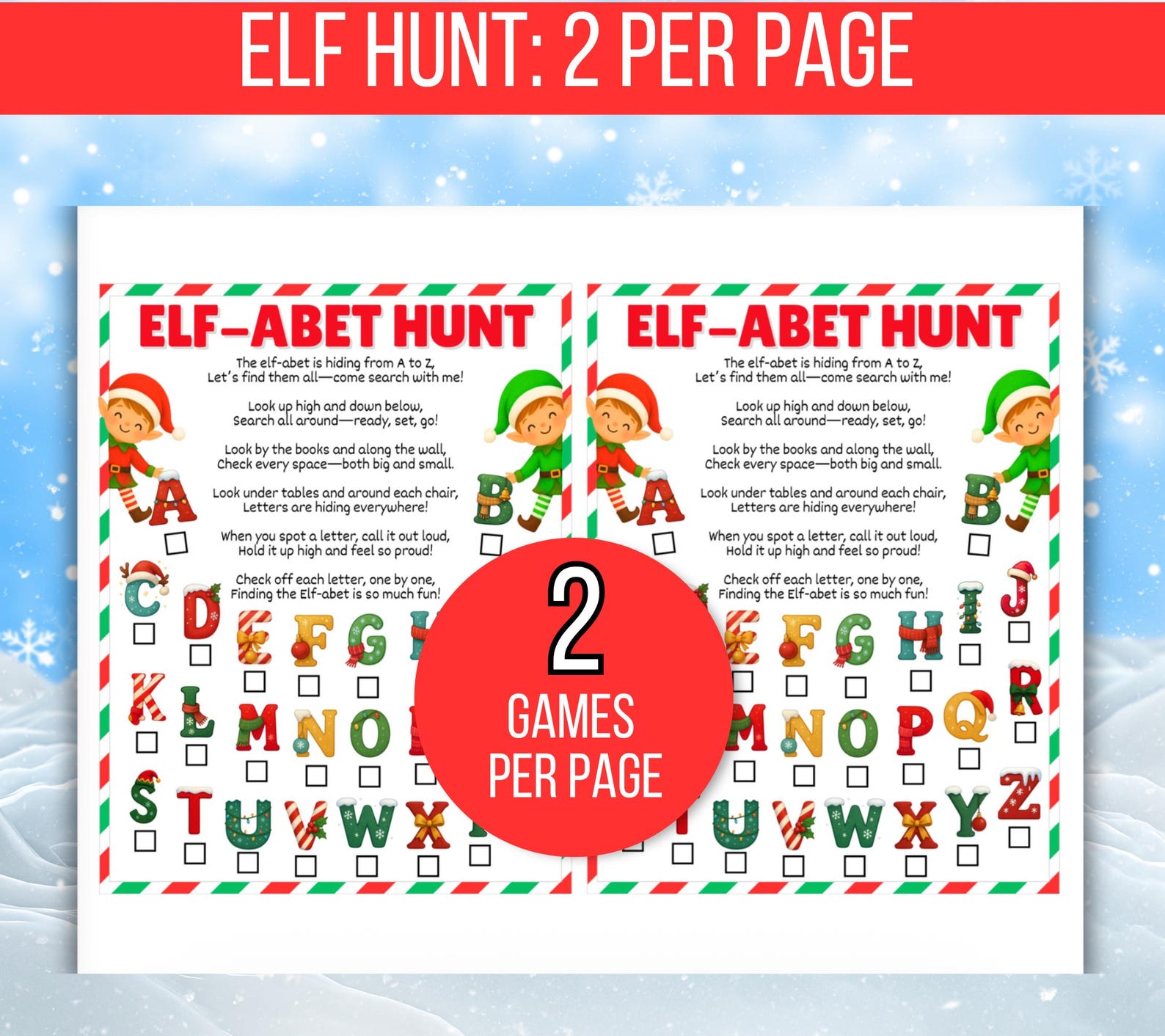 Christmas Scavenger Hunt, Elf-abet Hunt Game, Christmas Treasure Hunt ...