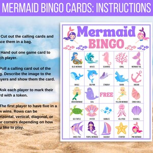 Mermaid Bingo, 30 Unique Printable Mermaid Bingo Cards, Mermaid Game ...