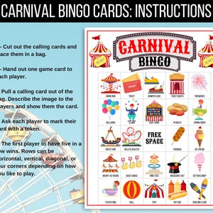 Carnival Bingo, Carnival Game, Carnival Party Activity, Carnival ...