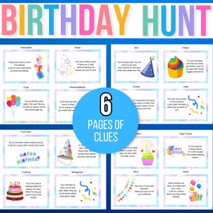 Indoor Birthday Treasure Hunt, Indoor Birthday Scavenger Hunt, 24 ...