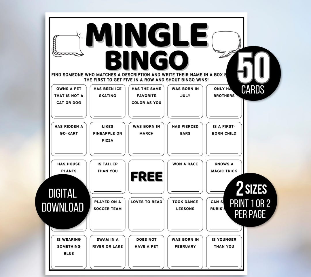 Mingle Bingo, Get to Know You Bingo, Find Someone Who Bingo, Find the ...