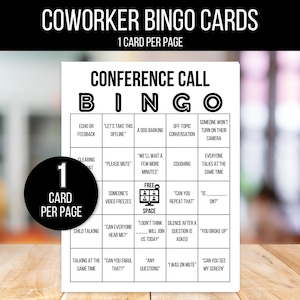 Conference Call Bingo, 50 Conference Call Bingo Game Cards, Conference ...