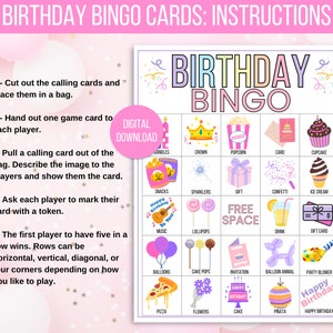 Birthday Bingo, 30 Birthday Bingo Cards, Birthday Party Game, Happy Birthday Bingo Game, Kid's ...