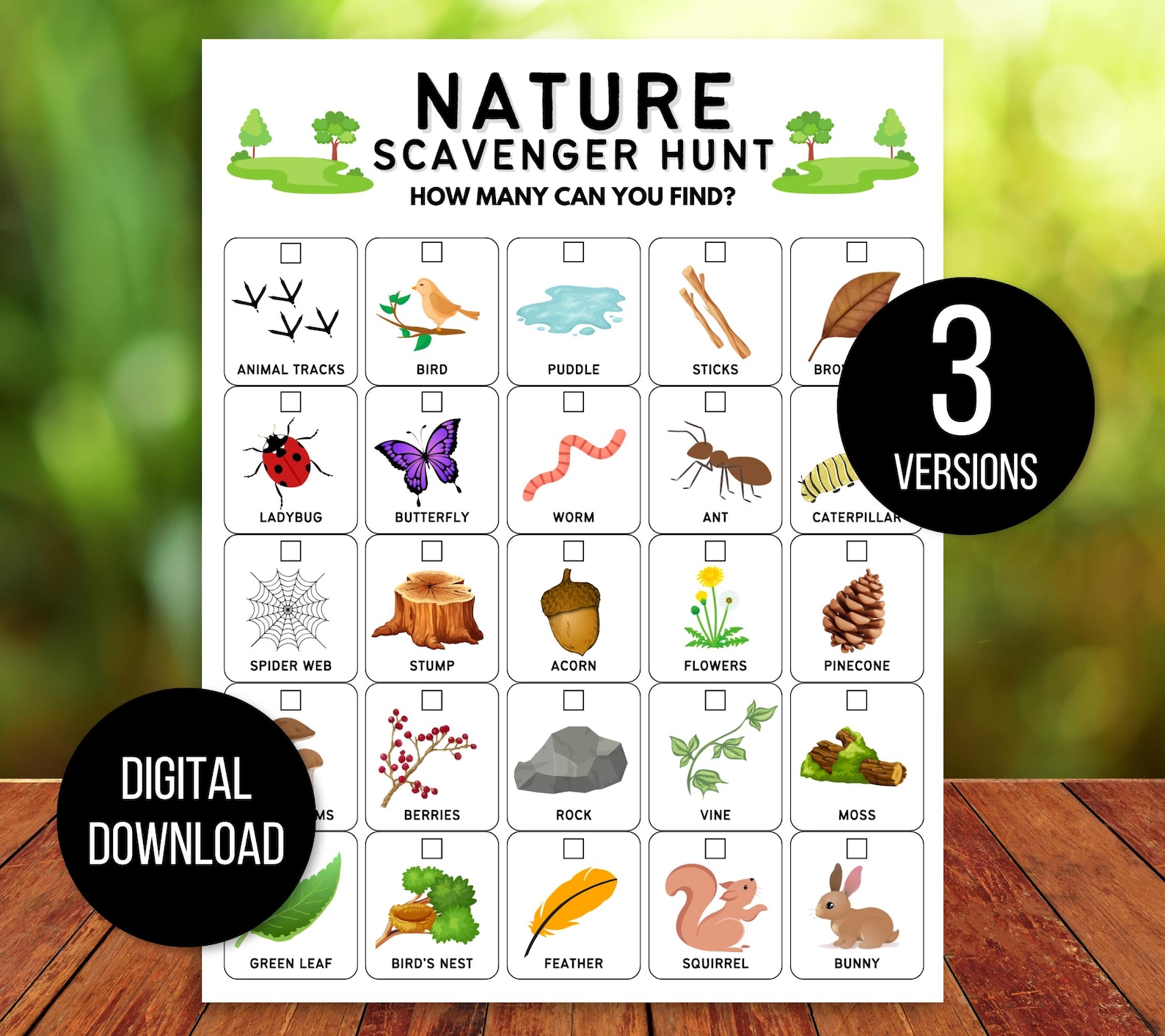 Nature Scavenger Hunt for Kids, Outdoor Nature Scavenger Hunt, Hike ...