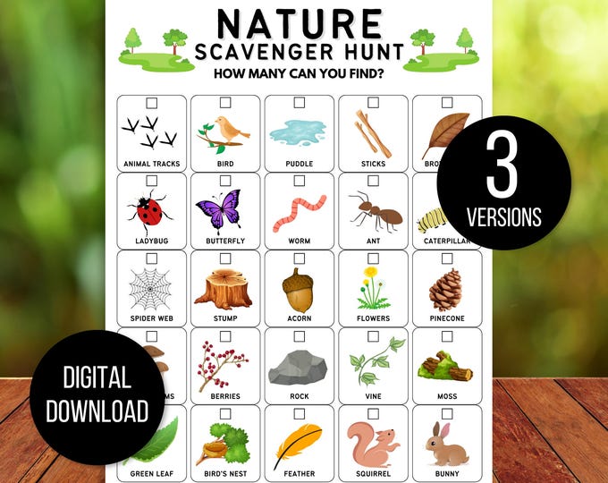 Nature Scavenger Hunt, Outdoors, Nature Walk, Science Activity for Kids ...