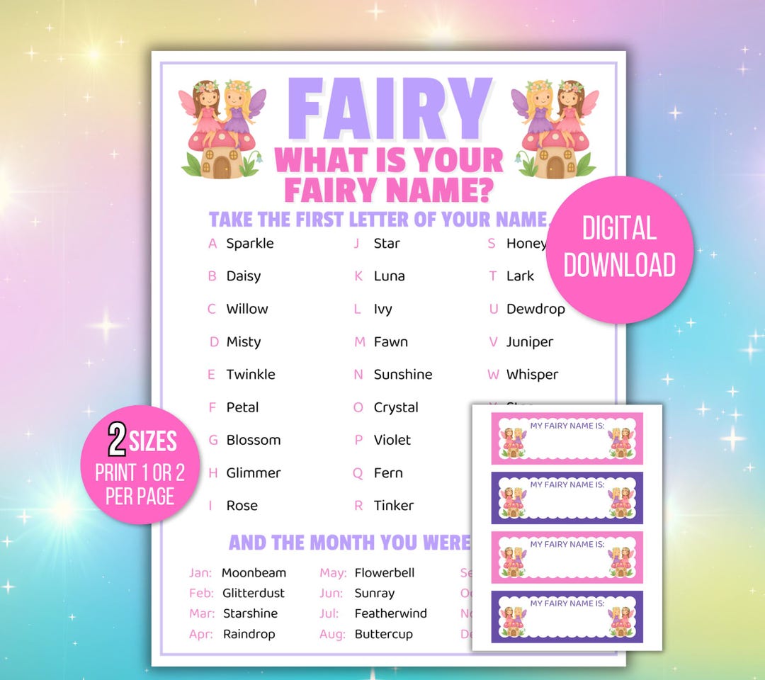What's Your Fairy Name, Fairy Name Game, Fairy Games, Fairy Family Game ...